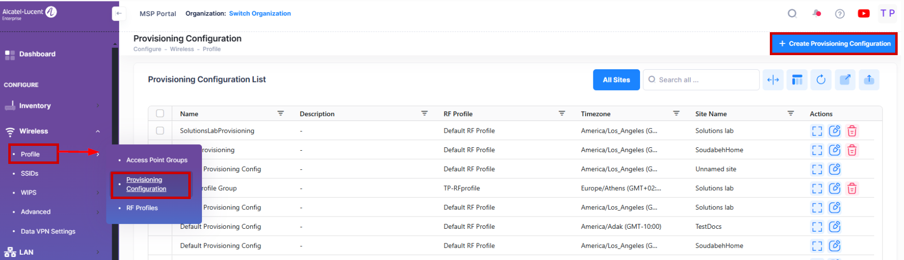 Provisioning Configuration
